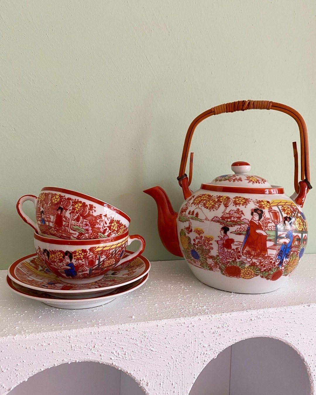 Vintage Rare Japanese Eggshell Porcelain Tea Set With - Etsy