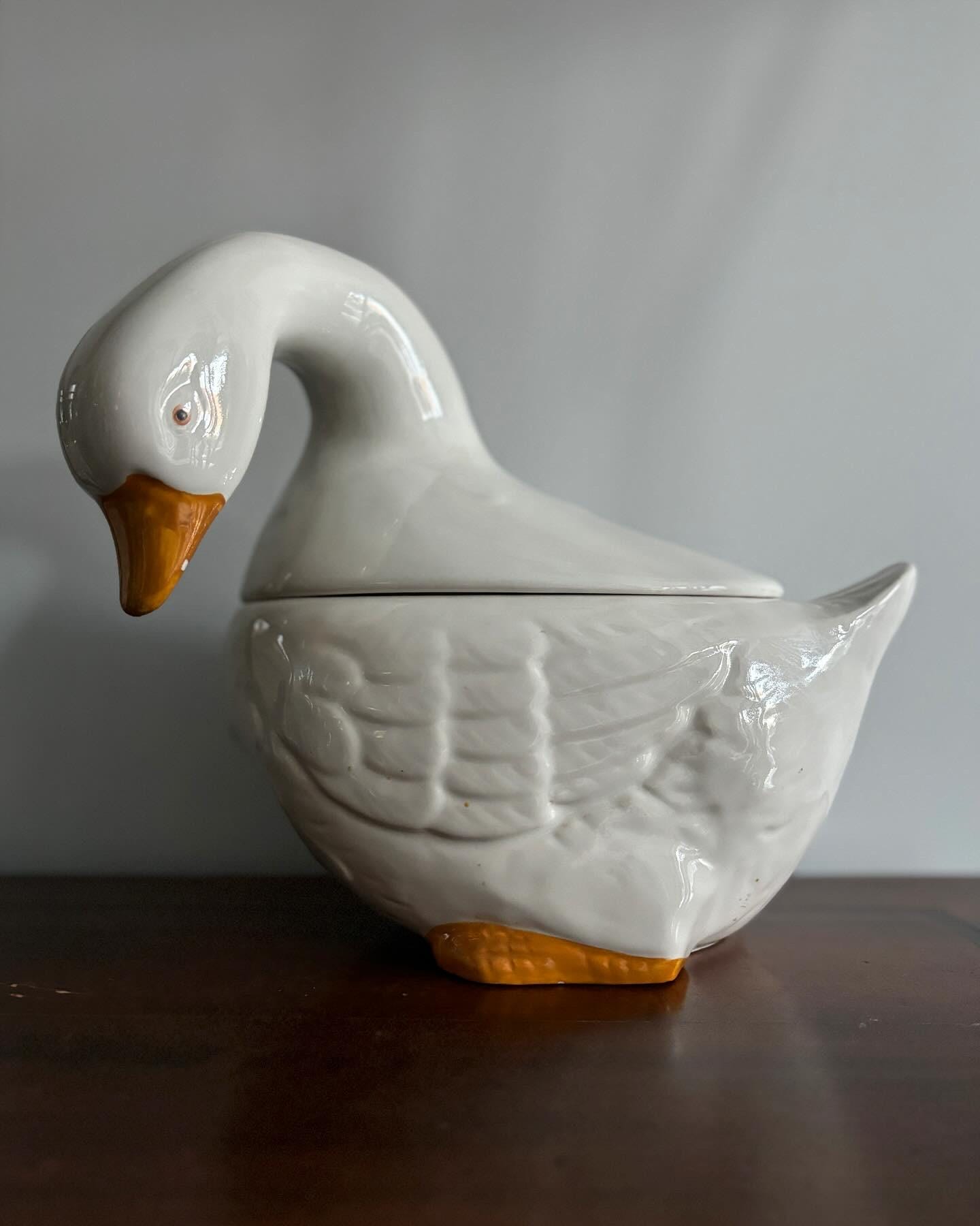 Vintage Ceramic Goose Container, Farmhouse Kitchen Decor, Country Home ...