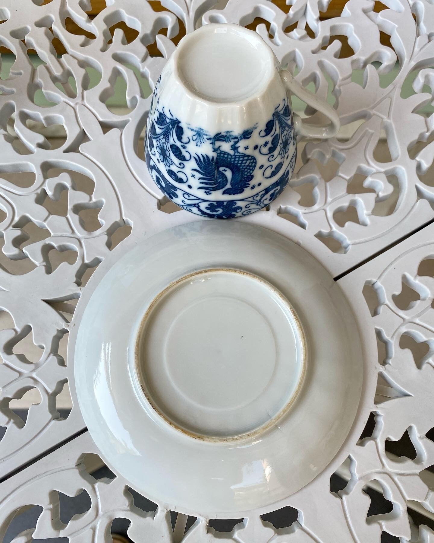 Vintage Hand-painted Rooster Design Porcelain Plates & Teacup ...