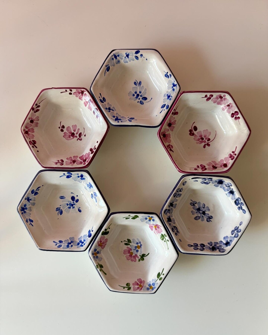 Antique Hand-painted Ceramic Offering Plates, Vintage Appetizer Dish ...