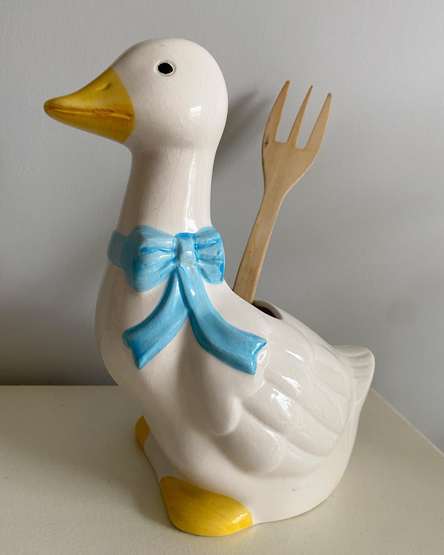 Vintage German Hand-painted Ceramic Mother Goose Shaped Kitchen Utensil ...
