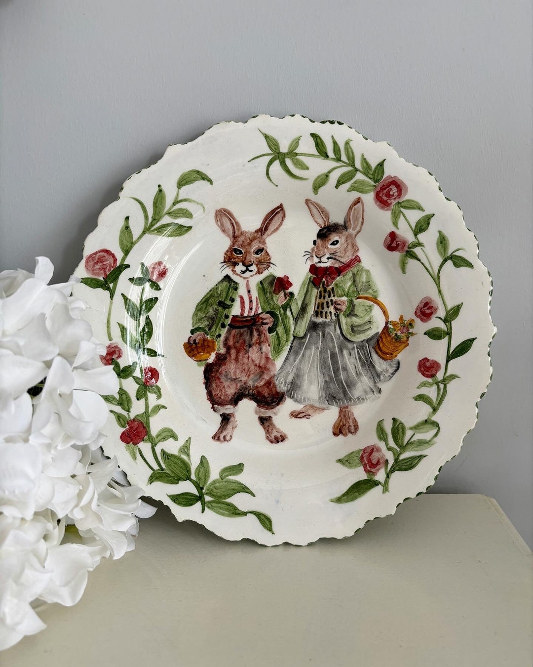 Vintage Easter Themed Hand-painted Ceramic Wall Plate, Collectible ...