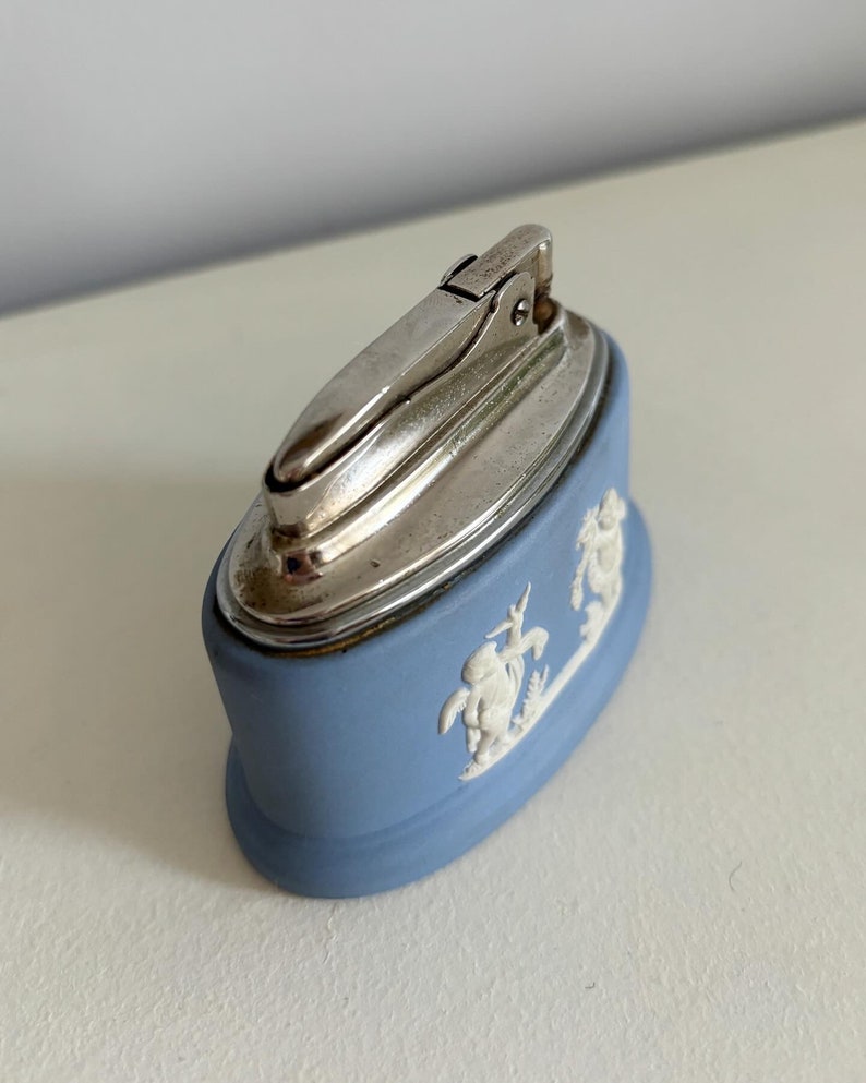 Antique Wedgwood Blue Jasperware Table-top Lighter, Vintage English ...