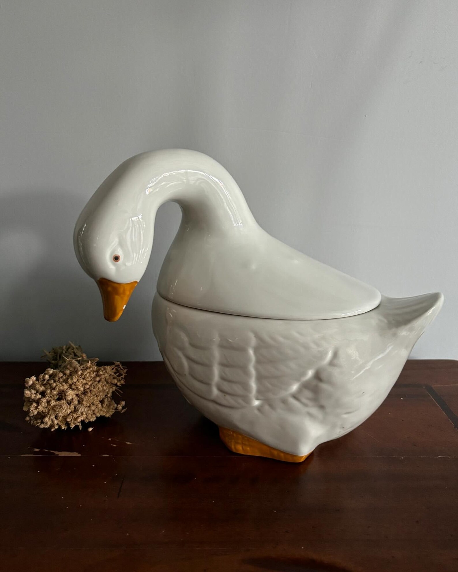 Vintage Ceramic Goose Container, Farmhouse Kitchen Decor, Country Home ...