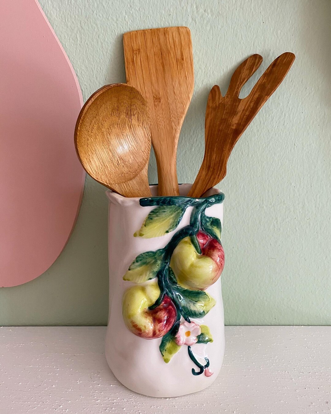 Vintage Italian Ceramic Handmade Utensil Holder, Farmhouse Style ...