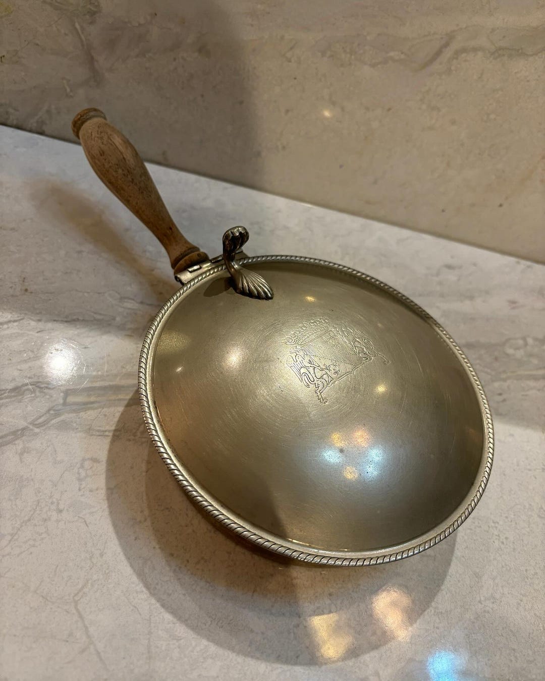 Antique Italian Silver-plated Crumb Collector W/ Wooden Handle, Vintage ...