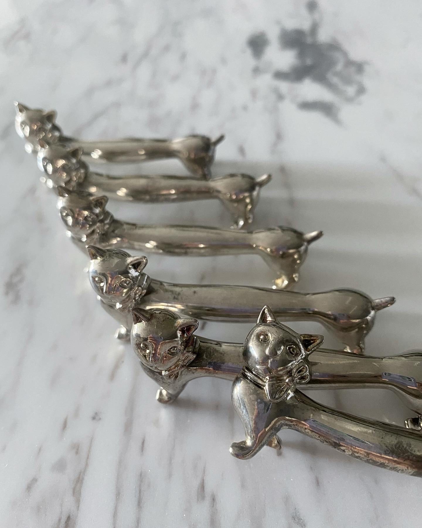 Vintage Silverware Cutlery Rest, Antique Chopstick Rest, Cat Home Decor ...