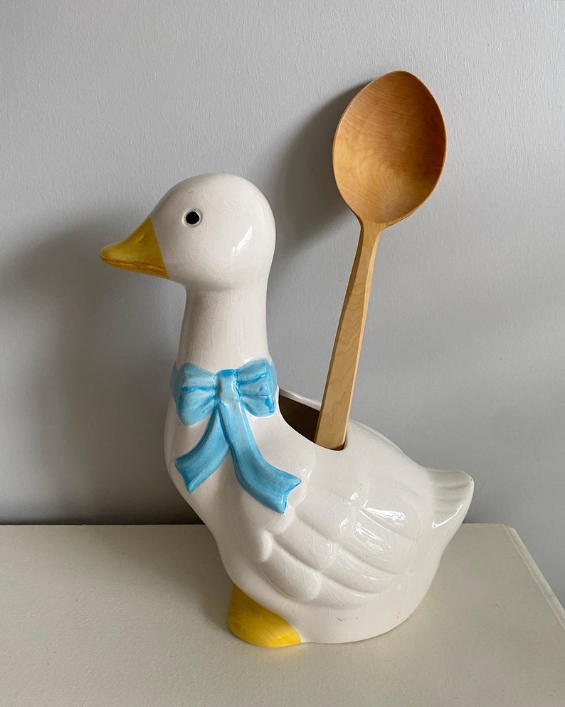 Vintage German Hand-painted Ceramic Mother Goose Shaped Kitchen Utensil ...