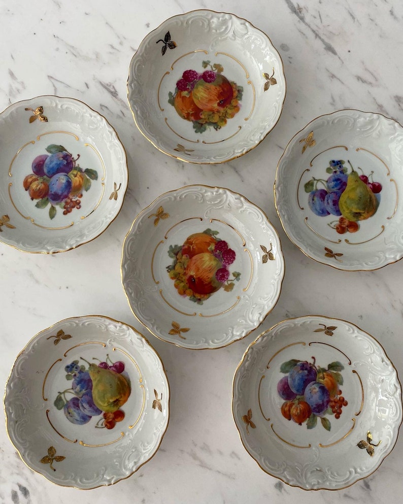Antique KPM Porcelain Hand-painted Bowls With 24k Gilded Gold, Vintage ...