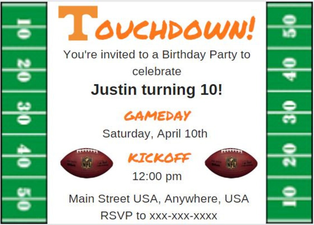 Canva Template - Football Touchdown Invitation - Etsy