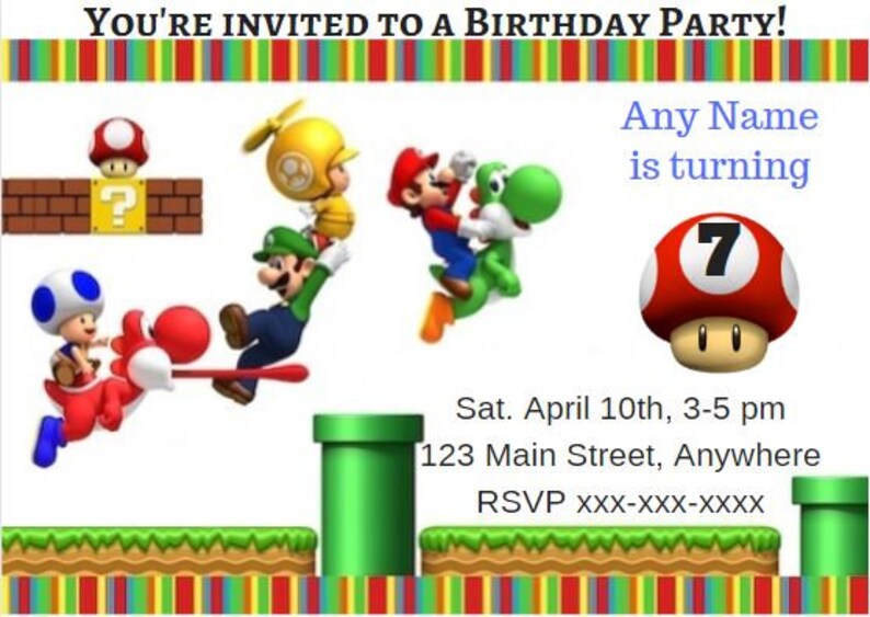 Canva Template - Mario Characters Invitation - Etsy