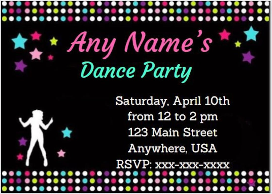 Canva Template - Dance Party Invitation - Etsy
