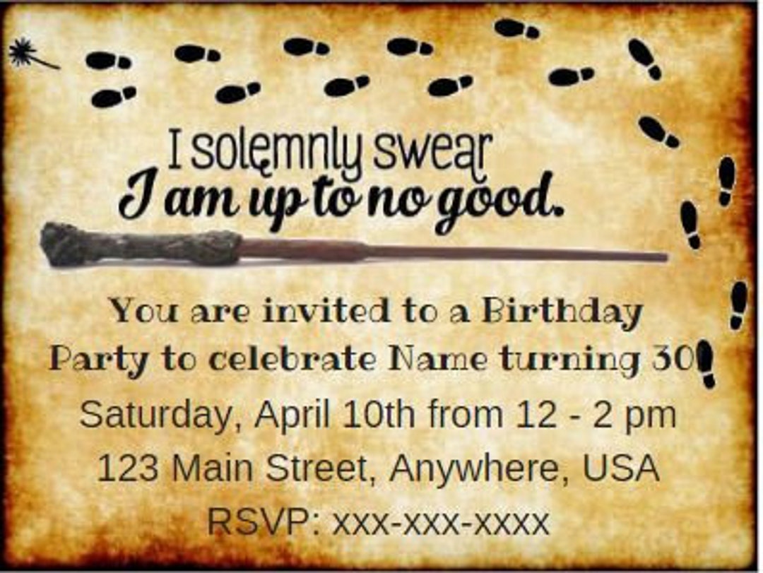 Canva Template - Hogwarts: Solemnly Swear I Am up to No Good Invitation ...