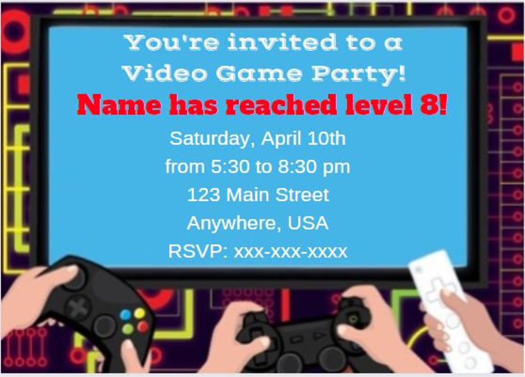 Canva Template - Retro Screen Video Game Controller Invitation - Etsy