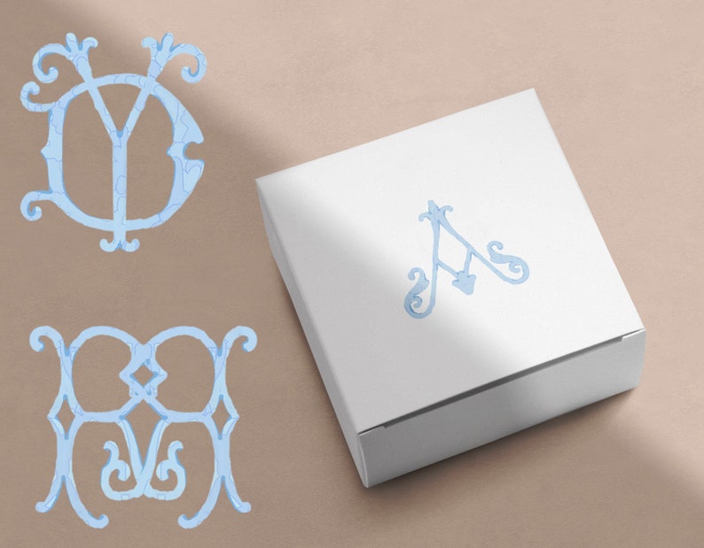 Blue Hand-painted Letters Clipart, Monogram Alphabet, Wedding Monogram ...