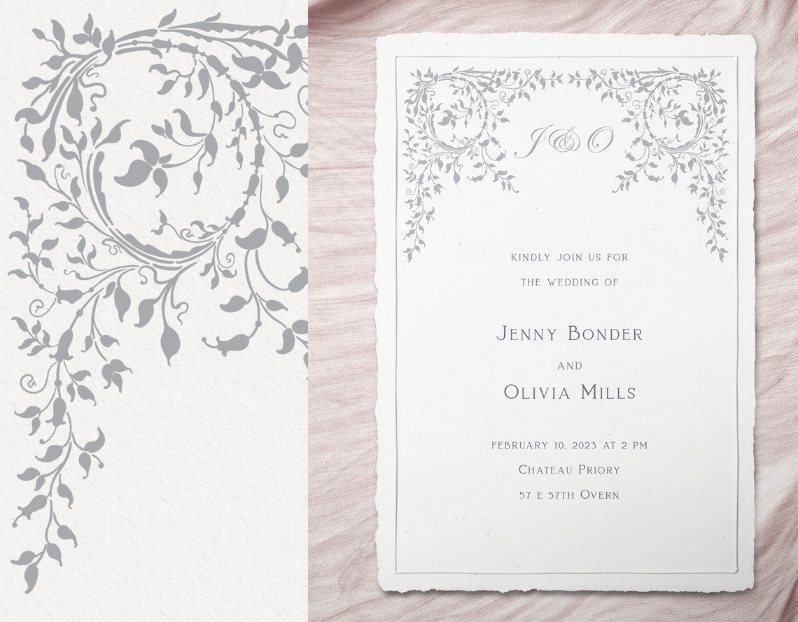 Line Art Wedding Ornate Frame Clipart Vector Wedding Art - Etsy