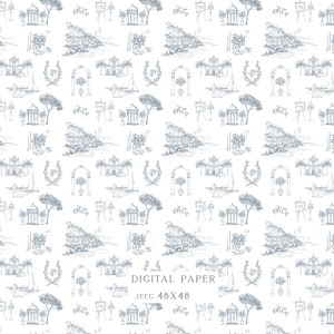 Hand-drawn Surface Toile De Jour Seamless Design, Italy Theme, Amalfi ...