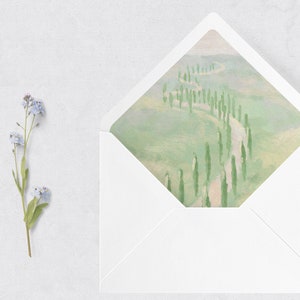 Italian Landscape, Envelope Liner Art, Tuscany Nature, Cyprus Tree ...