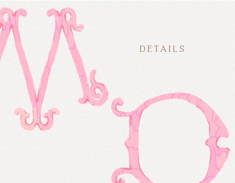Pink Hand-painted Letters Clipart Monogram Alphabet Monogram - Etsy