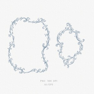 Wedding Crest_logo, Fine Line Frame, Elegant Swirls, Vintage Hand Drawn ...