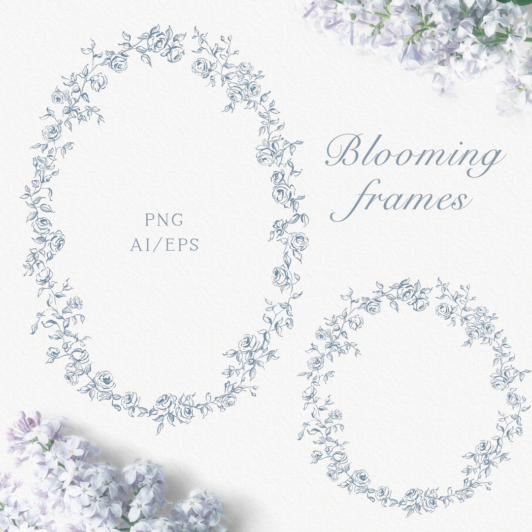 Wedding Floral Frame, Round Blooming Frame, Flourish Crest, Wedding ...