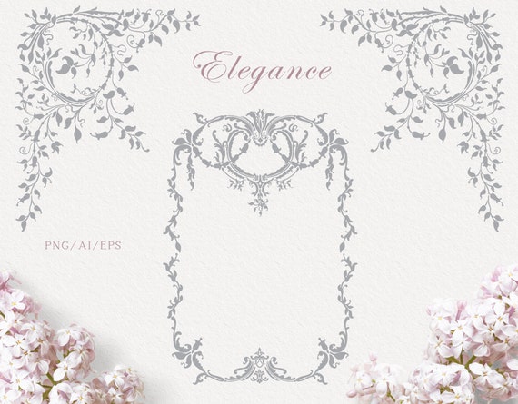 Line Art Wedding Ornate Frame Clipart Vector Wedding Art - Etsy