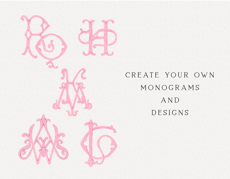 Pink Hand-painted Letters Clipart Monogram Alphabet Monogram - Etsy
