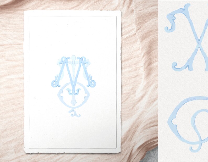 Blue Hand-painted Letters Clipart, Monogram Alphabet, Wedding Monogram ...