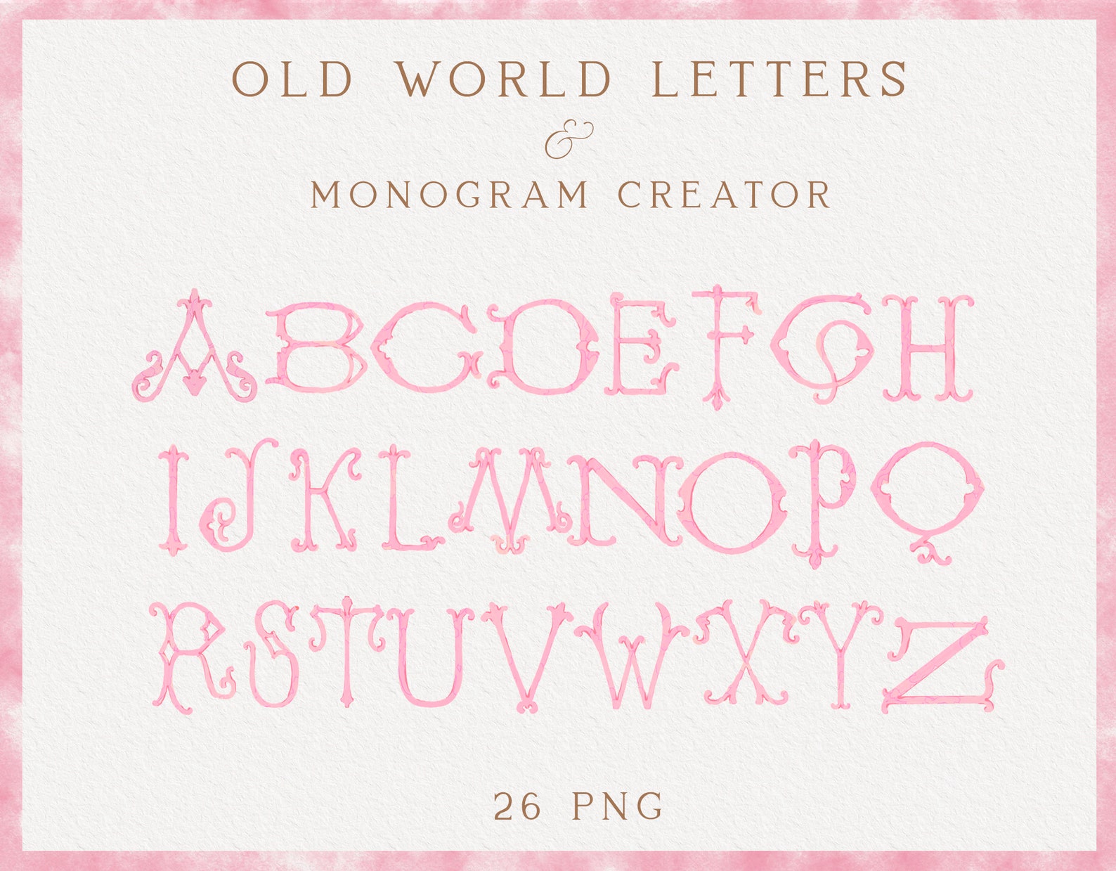 Pink Hand-painted Letters Clipart, Monogram Alphabet, Monogram Creator ...