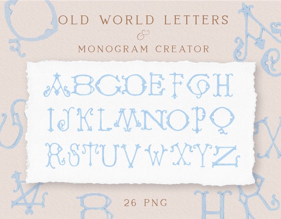 Blue Hand-painted Letters Clipart Monogram Alphabet Wedding - Etsy