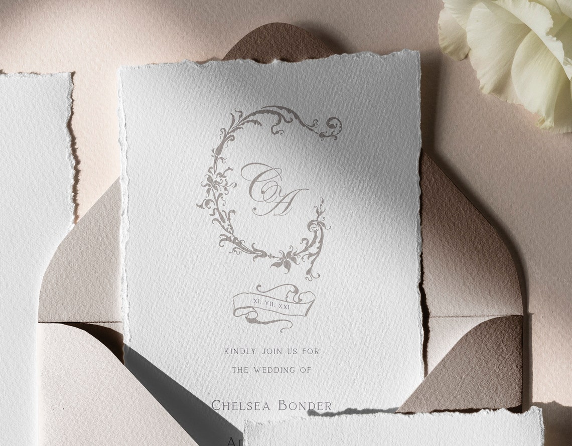 Line Art Wedding Crest Clipart Vector Wedding Logo Baroque - Etsy