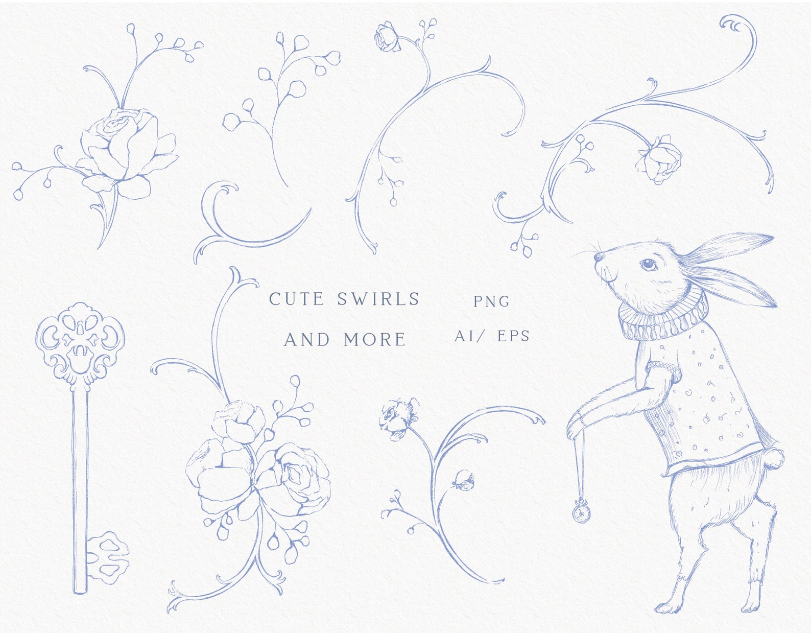 Cute Fine Line Clipart Baroque Crest Clipart Cute Rabbit - Etsy