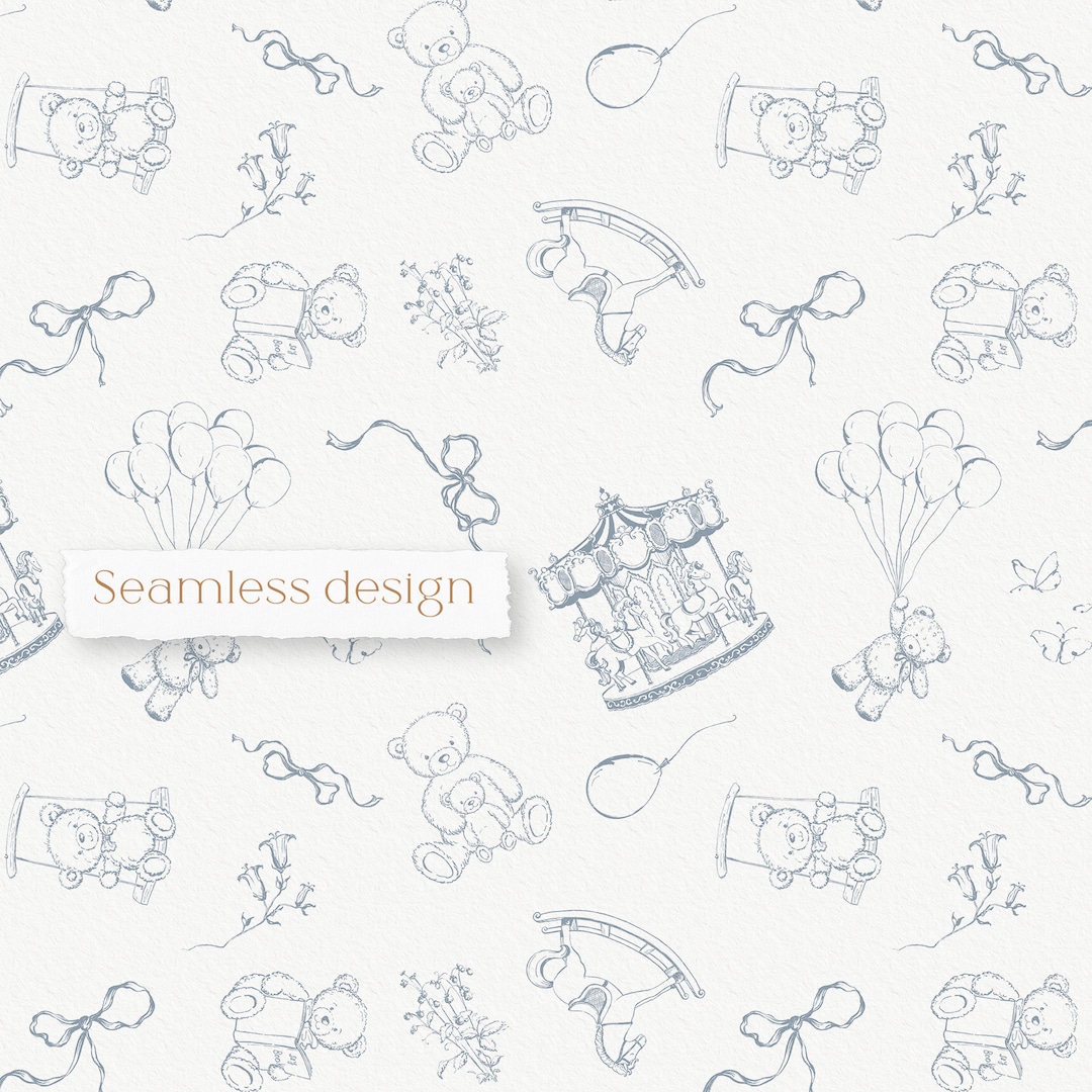 Surface Seamless Kids Design, Teddy Bear Theme Carousel, Textile Kids ...