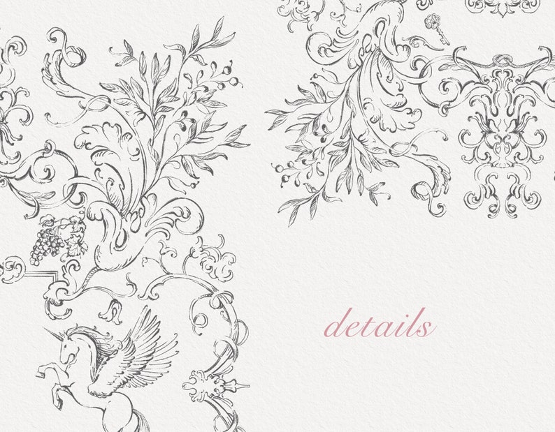 Fine Line Art Ornate Floral Frame Clipart Vector Frame - Etsy