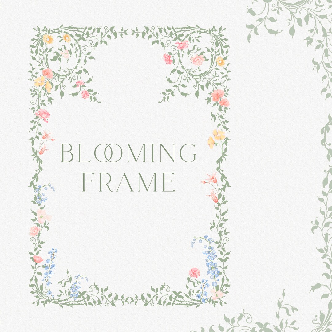 Floral Hand-drawn Wedding Frame, Garden Theme, Elegant Wedding Frame ...