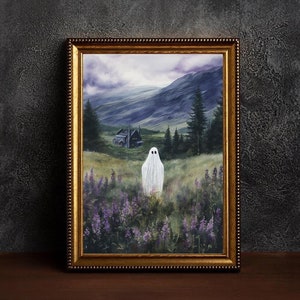 Ghost in Lavender Garden Poster Halloween Boo Poster Floral - Etsy