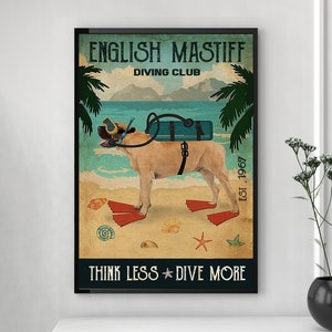 English Mastiff Poster Dog Diving Club Poster American - Etsy