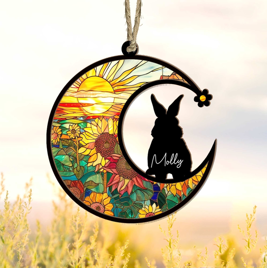 Personalized Rabbit Memorial Suncatcher, Custom Bunny Memorial Gift ...