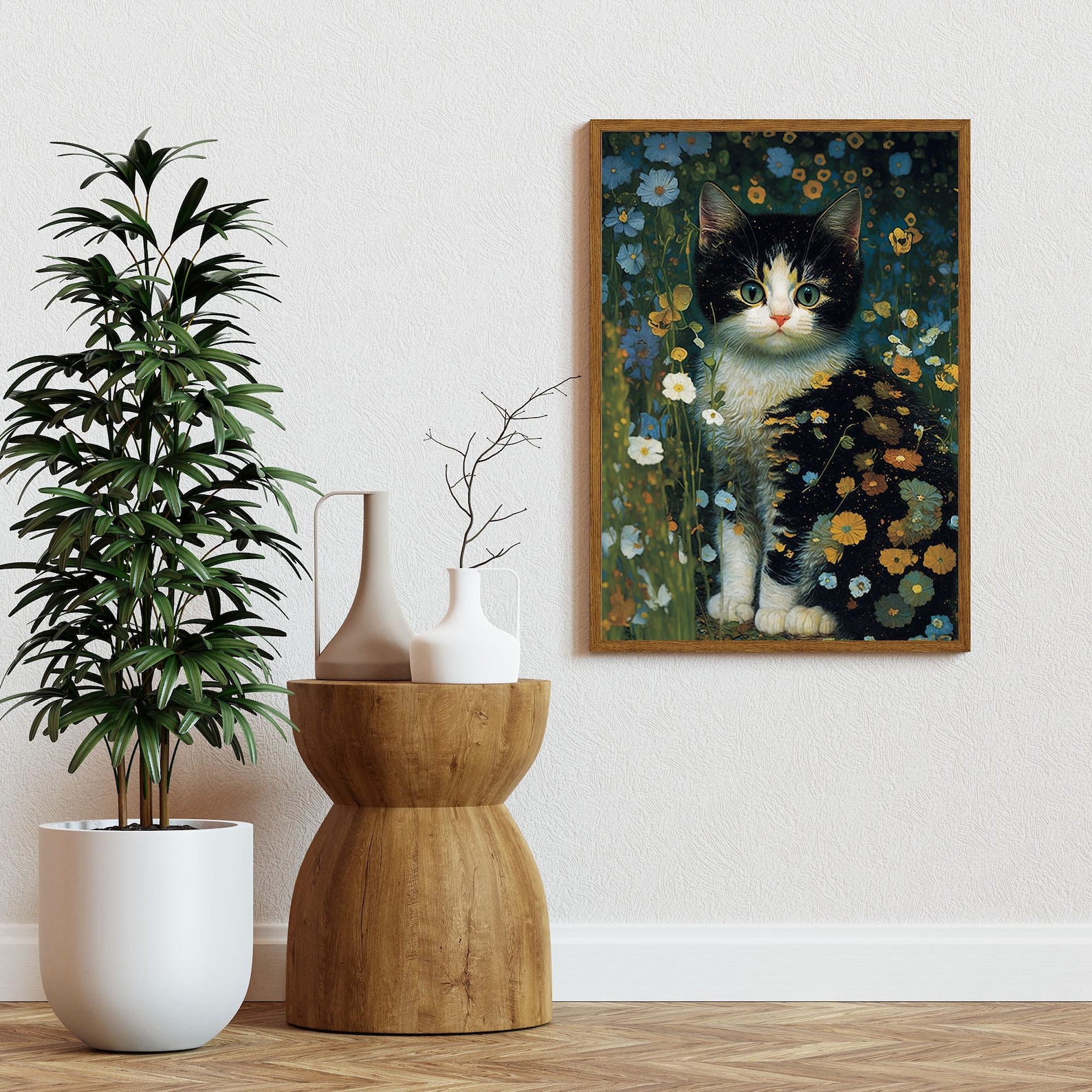 Garden Calico Cat Poster Flower Cat Art Cute Calico Cat - Etsy