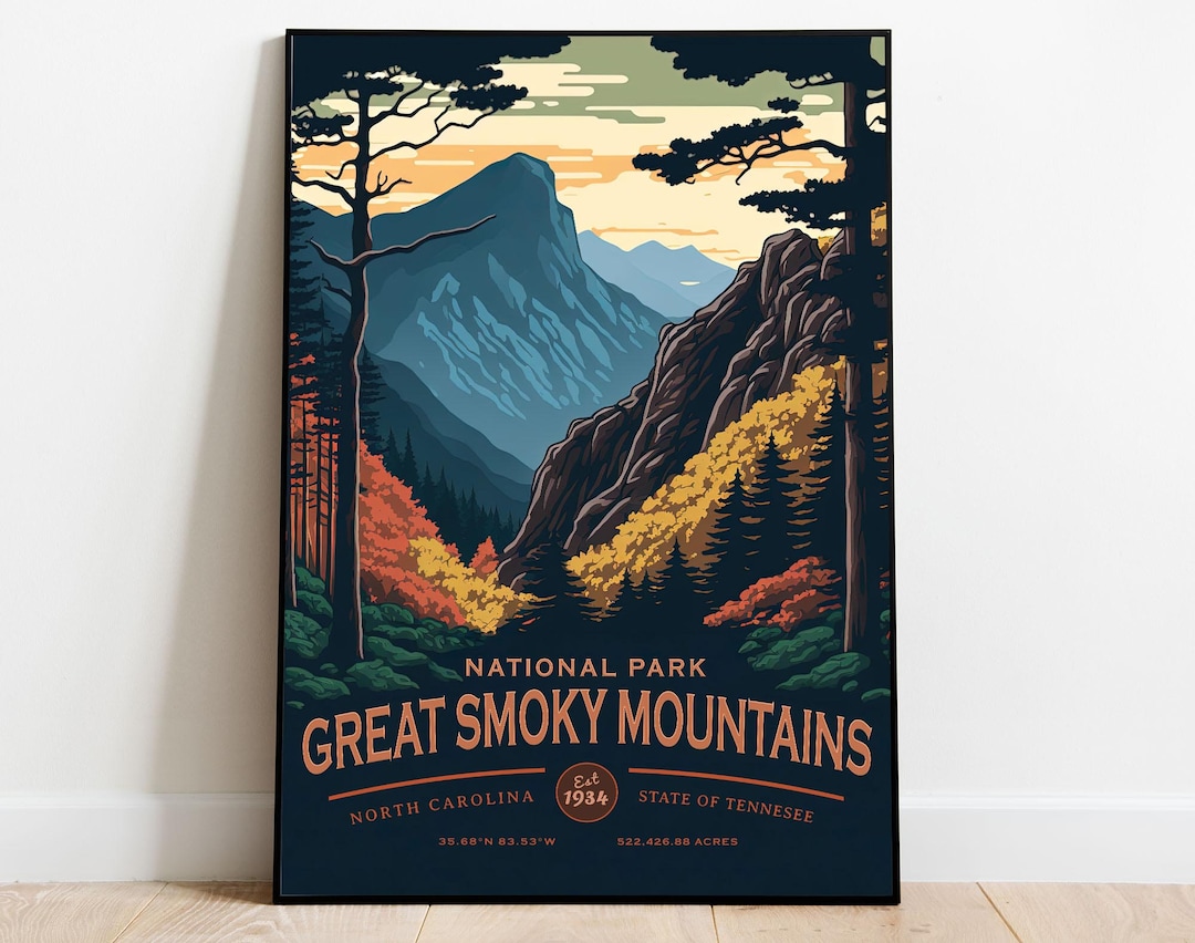Great Smoky Mountains National Park Poster, Carolina Poster, Tennessee ...