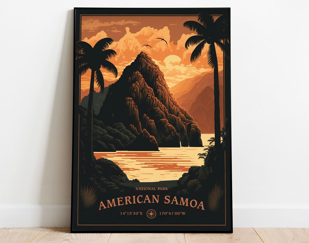 American Samoa National Park Poster, US National Parks Poster, Sunset ...