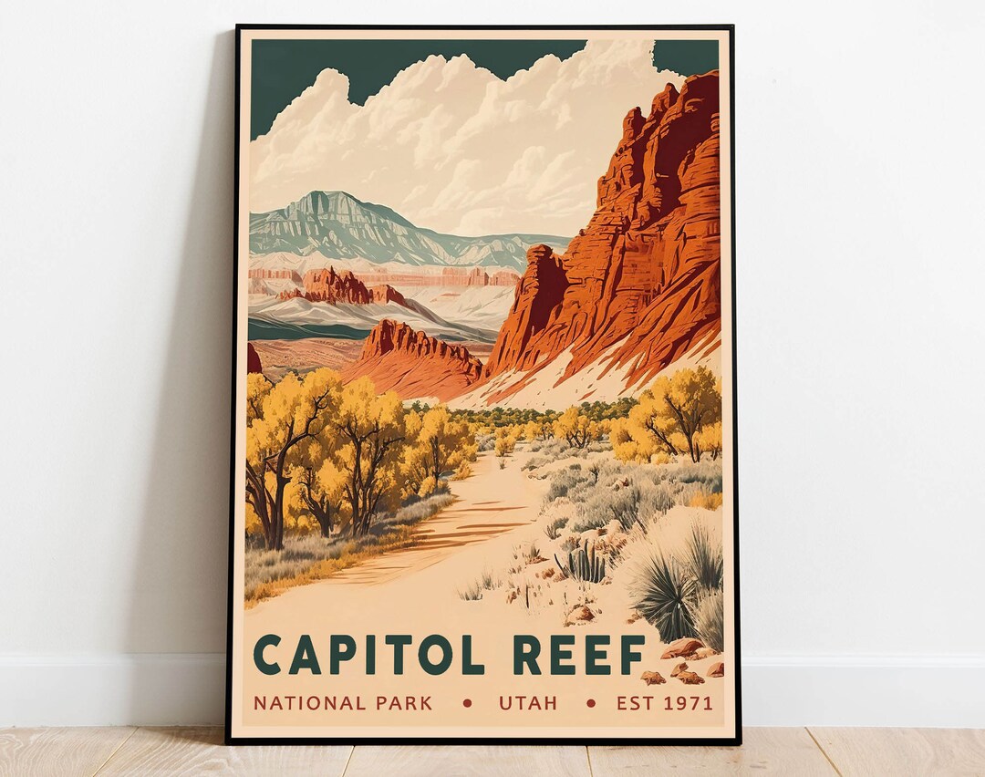 Capitol Reef National Park Poster, US National Parks Poster, Utah ...