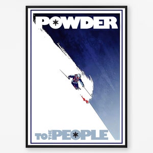 Powder to the People Poster, Vintage Ski Poster, Sports Poster, Retro ...