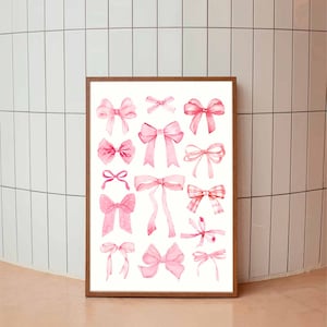 Coquette Pink Bows Poster, Pink Bows Art, Preppy Poster, College ...