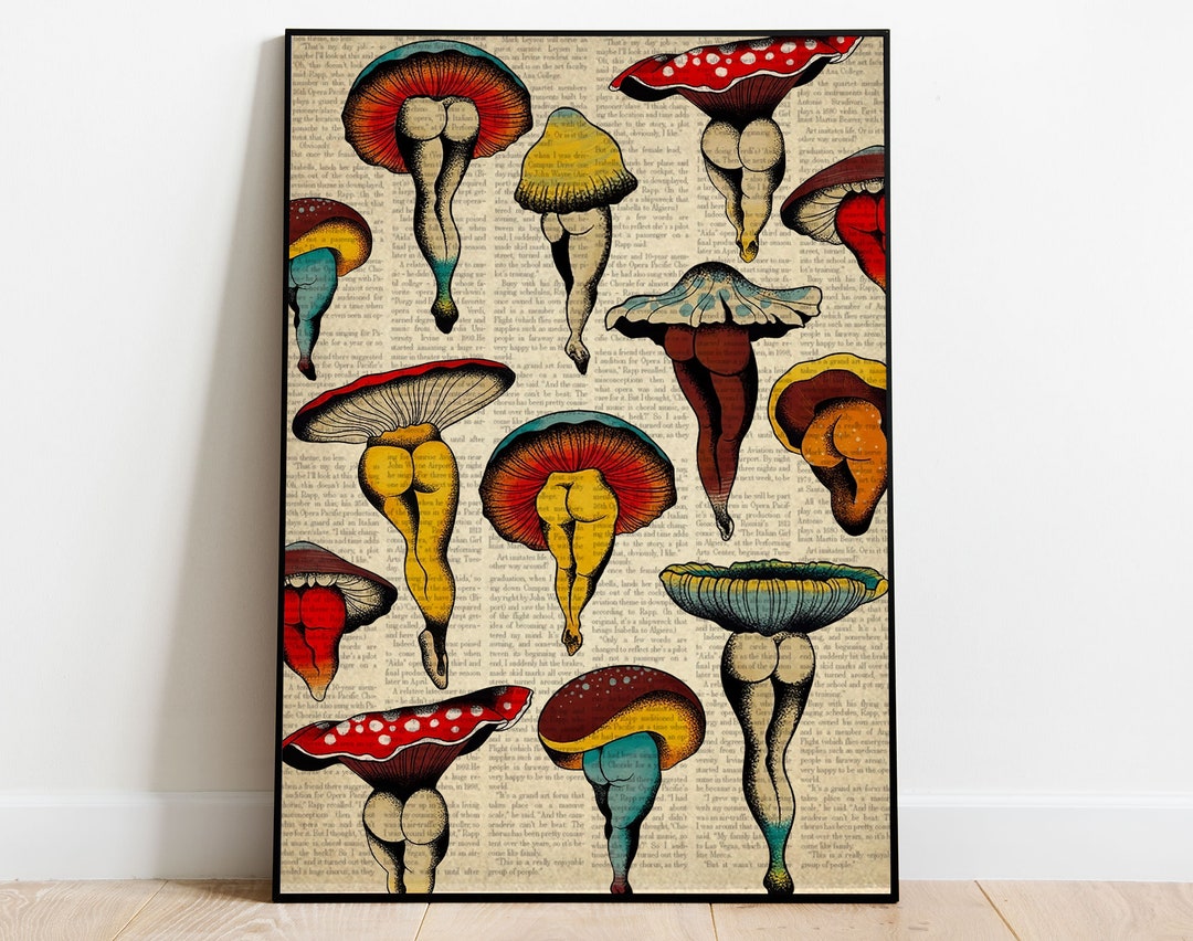 Vintage Mushroom Butts Poster Fungi Art Fungus Poster - Etsy