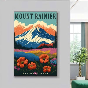 Mount Rainier National Park Poster, US National Park Poster, Washington ...