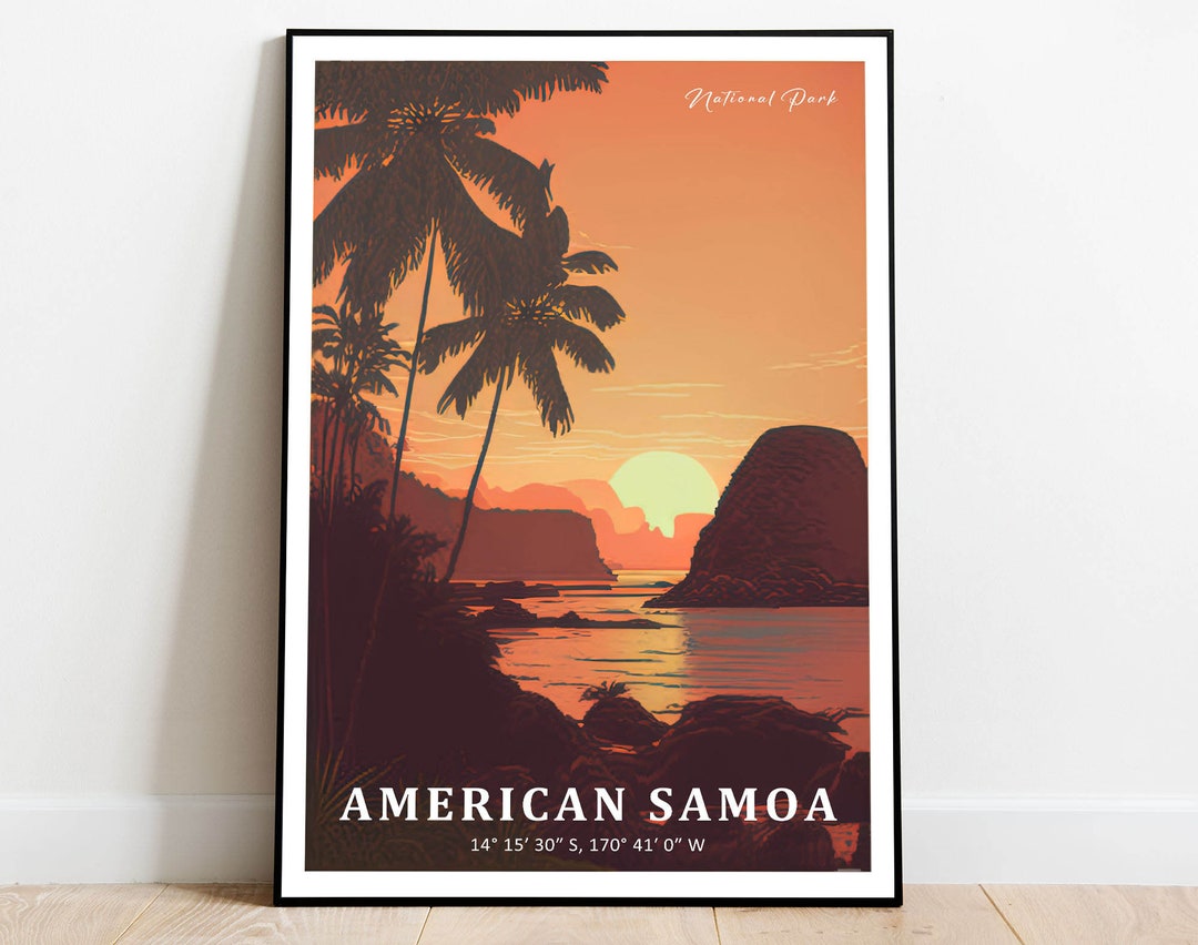 American Samoa National Park Poster, Sunset Art, US National Parks ...
