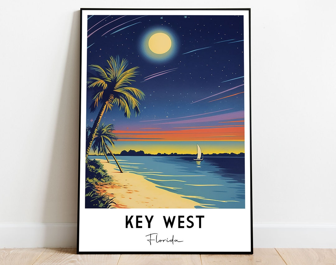 Night Sky in Key West Poster, Florida Art, Florida Poster, Key West ...