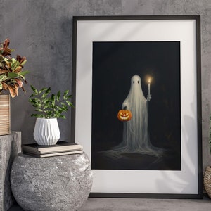 Cute Boo Poster Halloween Ghost Holding A Candle Poster - Etsy