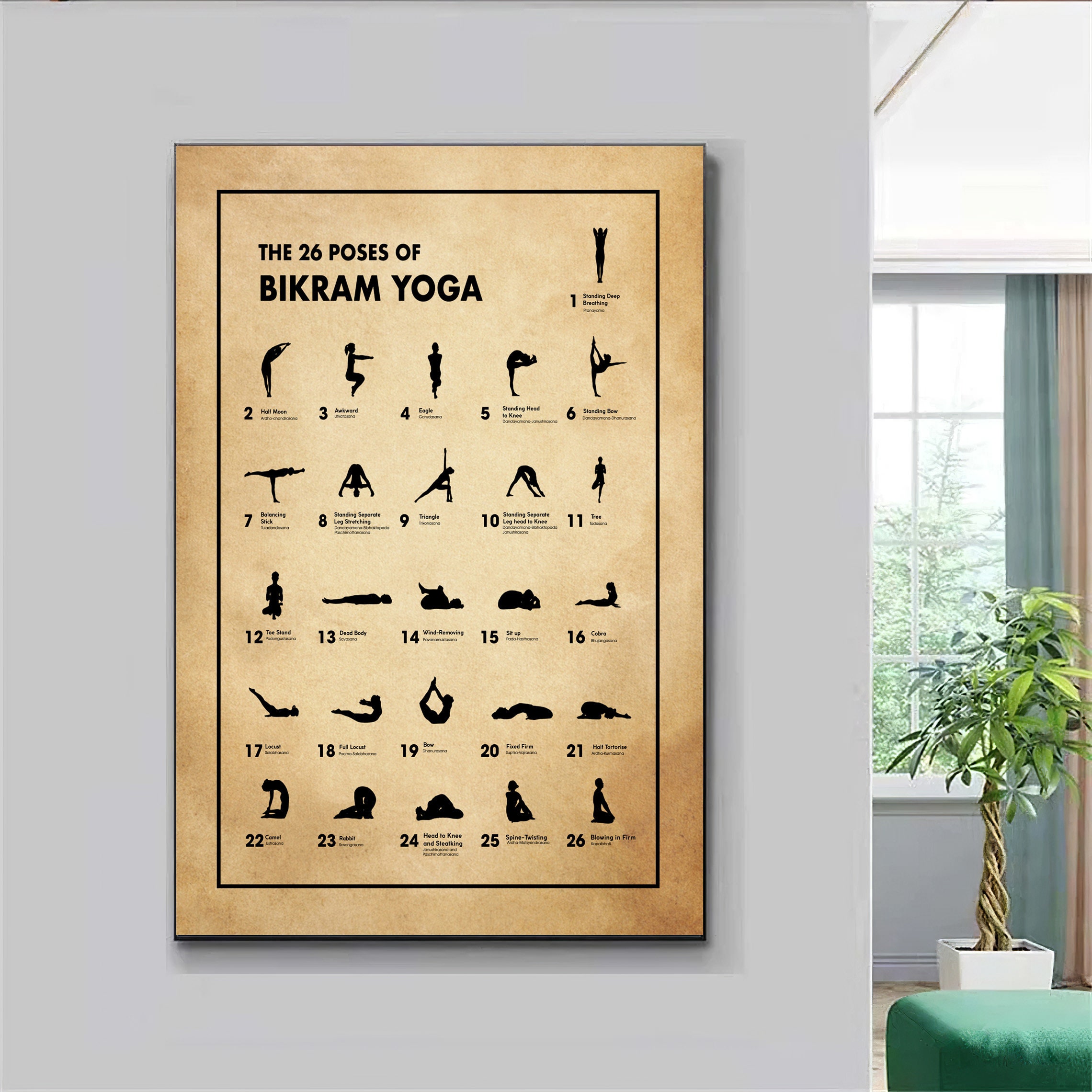 The 26 Poses Of Bikram Yoga Poster, Yoga Lover Posteron sold by ...